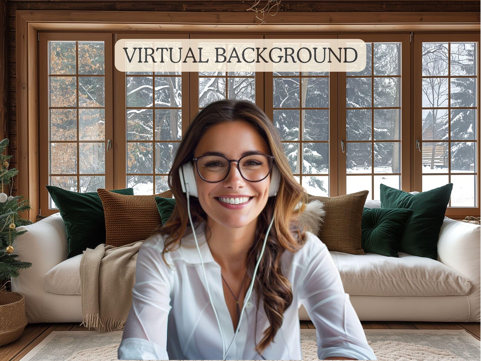 Rustic Cozy Cabin Christmas Backdrop for Online Meetings | Zoom ...