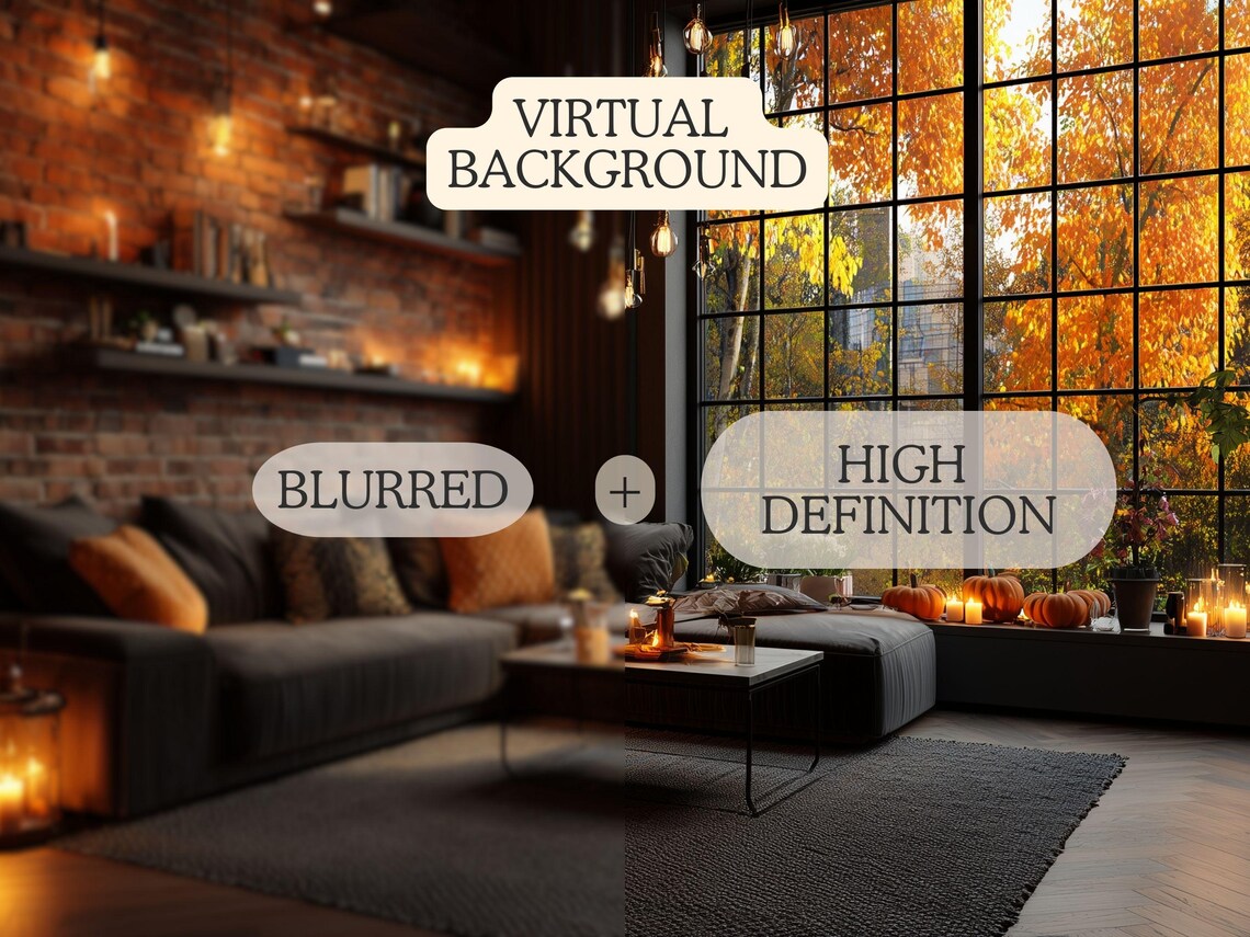 Autumn Zoom Background | Halloween Virtual Backdrop | Cozy Pumpkin ...
