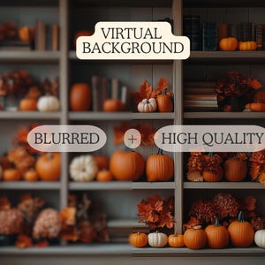 Autumn Bookshelf Virtual Background, Festive Fall Theme (PNG) - Etsy