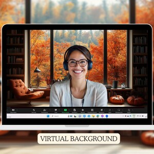 Fall Trees Window Virtual Background | Cozy Autumn Zoom Backdrop ...