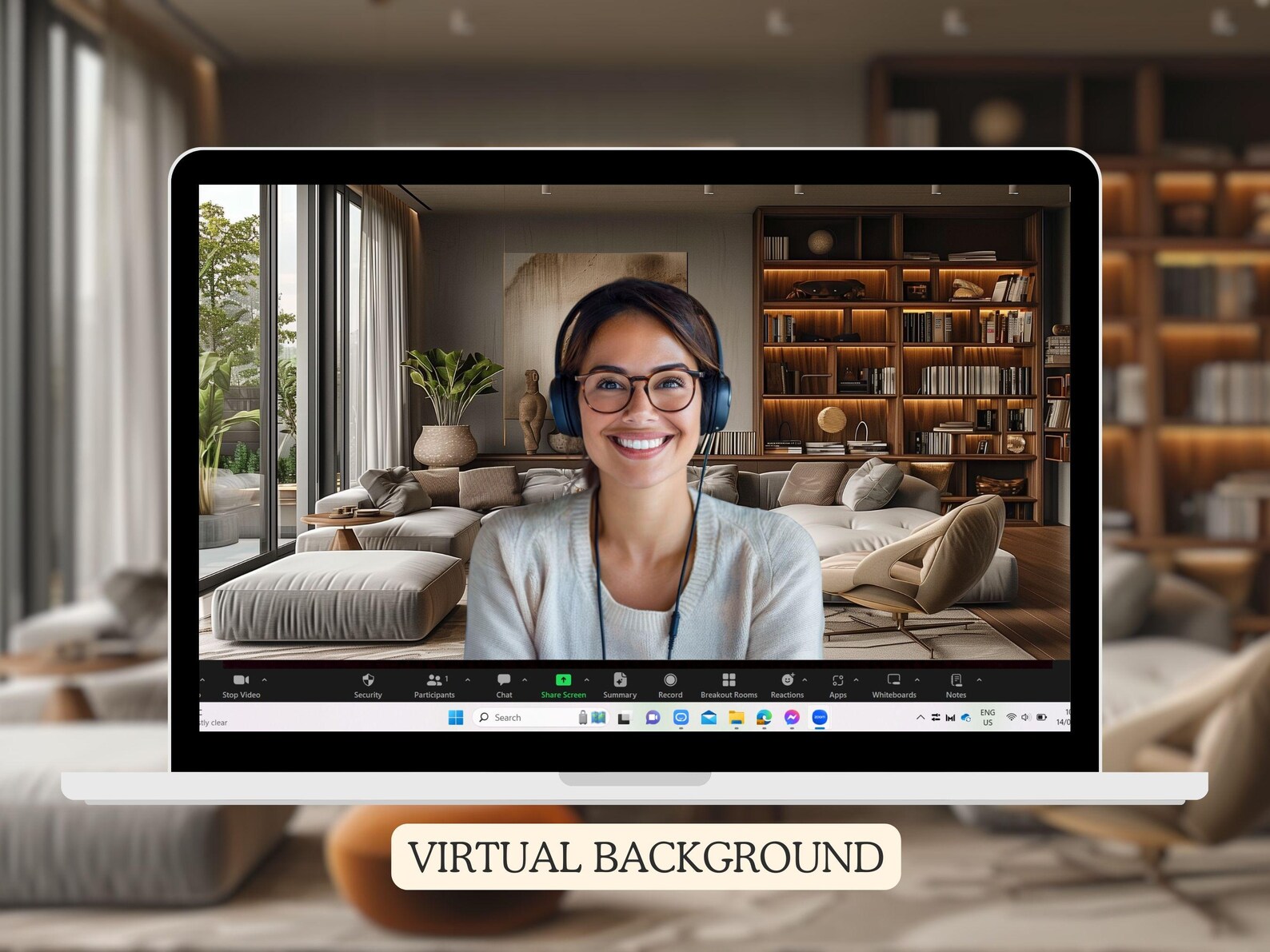 Zoom Backgrounds, Work From Home Backdrop for Online Meetings, Modern ...