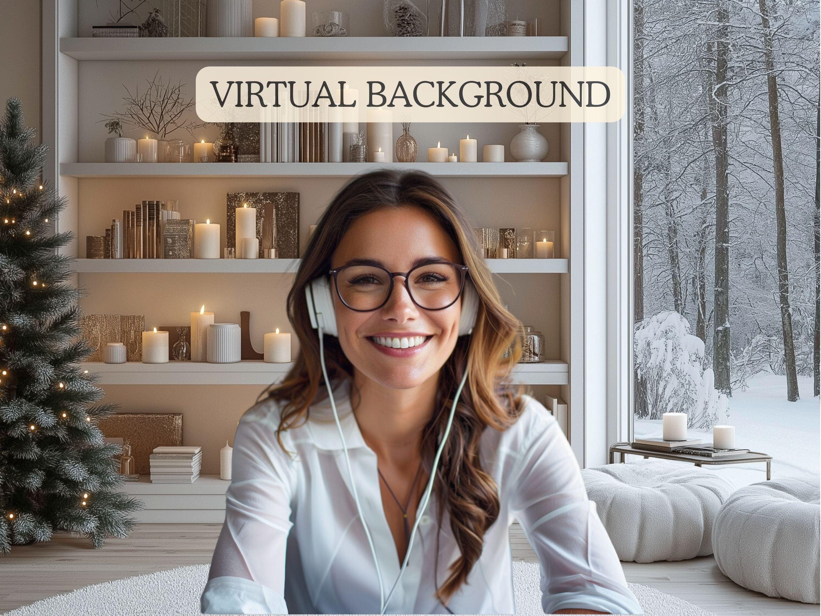 Modern Home Office Zoom Background | Christmas Virtual Backdrop | Cozy ...