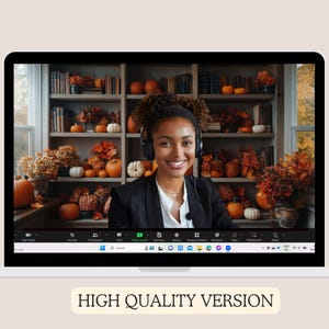 Autumn Bookshelf Virtual Background, Festive Fall Theme (PNG) - Etsy