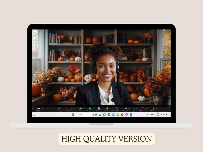 Autumn Bookshelf Virtual Background, Festive Fall Theme (PNG) - Etsy