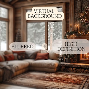 Christmas Zoom Backgrounds | Rustic Winter Cabin | Realistic Home | Teams Background | Winter ...