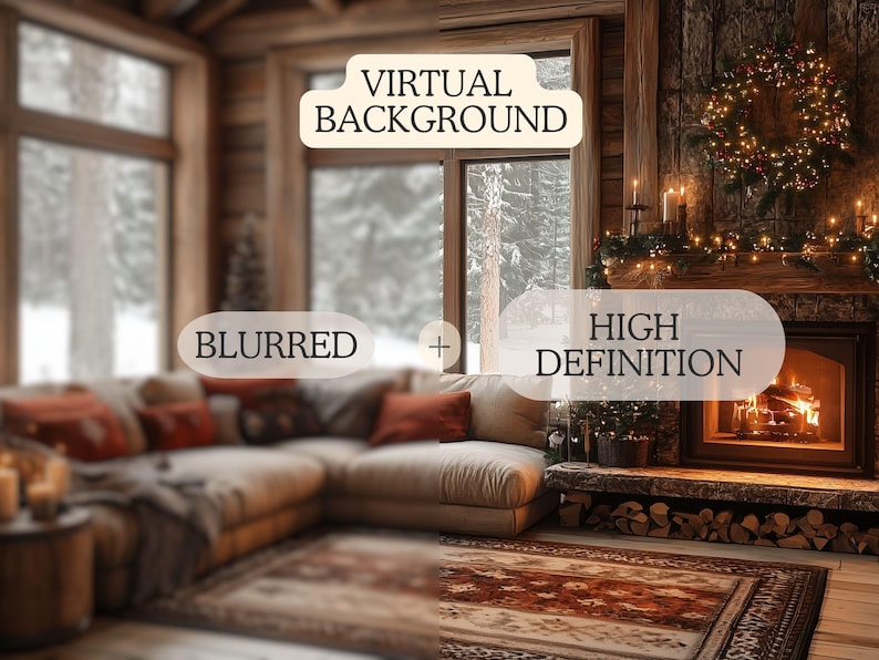 Christmas Zoom Backgrounds | Rustic Winter Cabin | Realistic Home ...