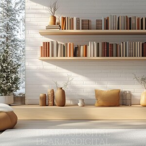 Cozy Winter Bookshelf Zoom Virtual Background | Perfect for Meetings ...