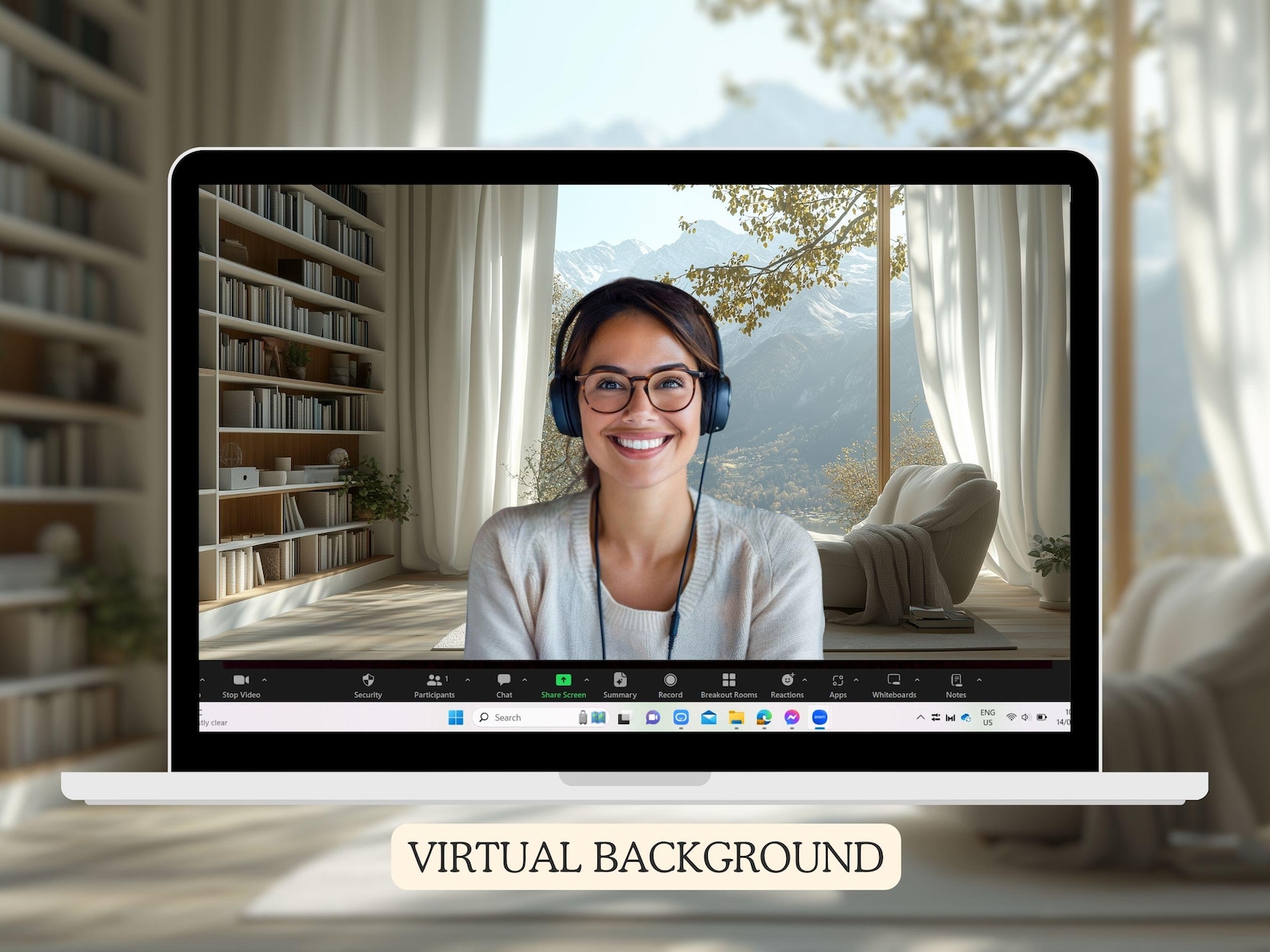 Zoom Background Mountain | Nature Digital Backdrop for Video Conference ...