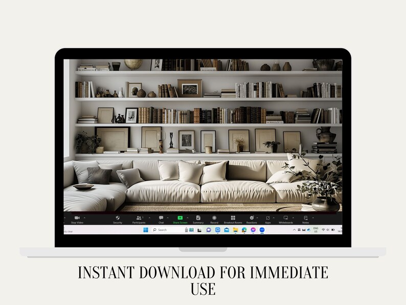 Zoom Background Bookcase, Virtual Background for Video Conference ...