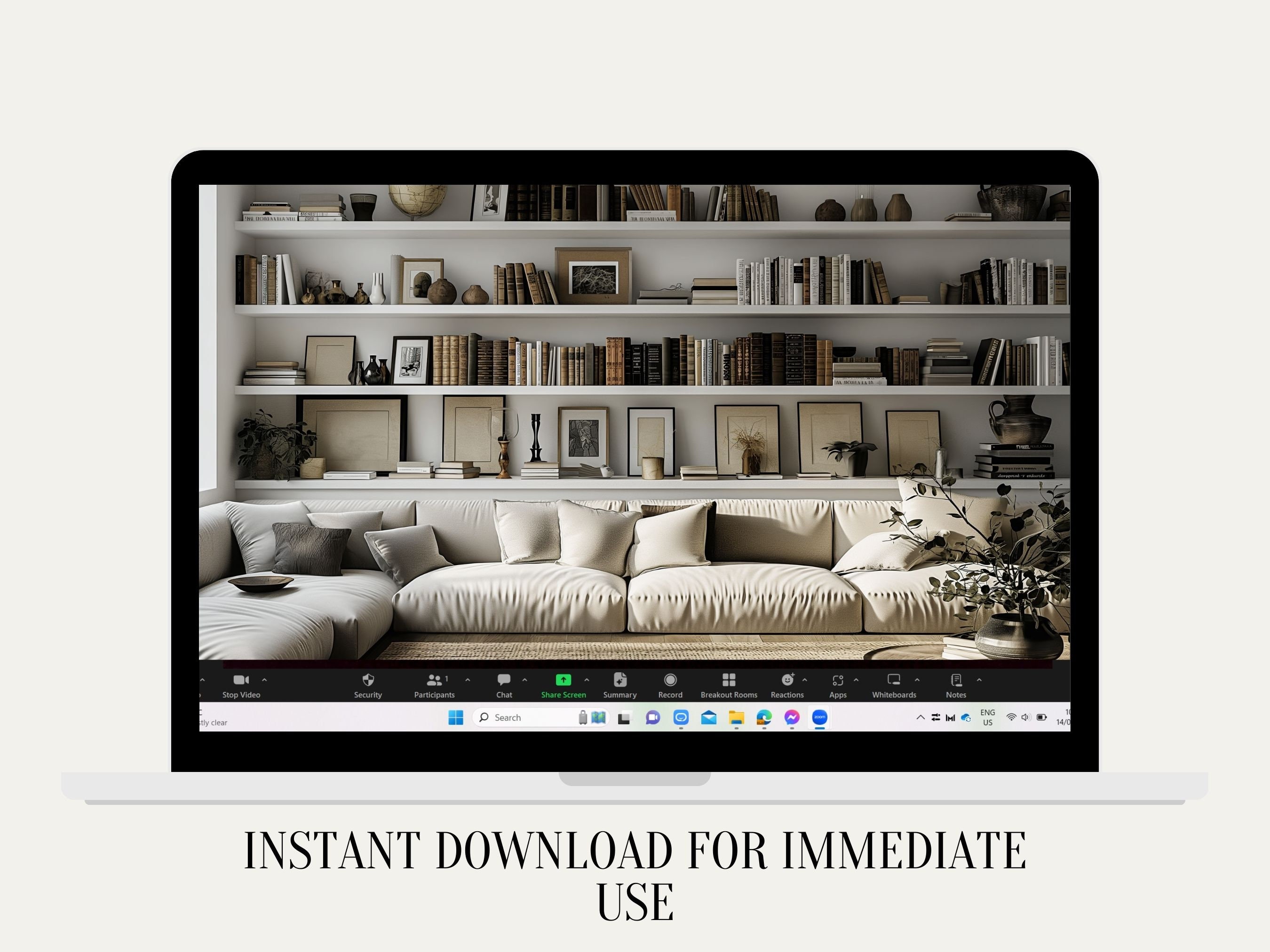 Zoom Background Bookcase, Virtual Background for Video Conference ...