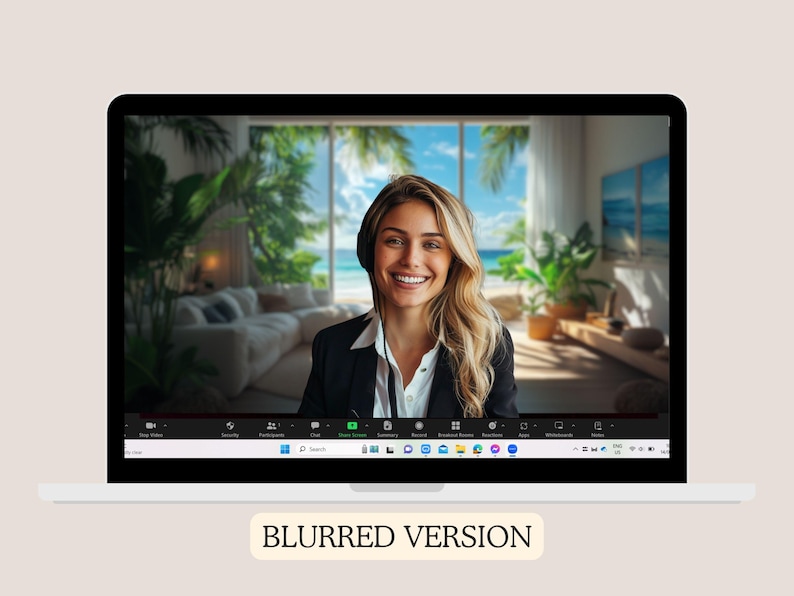 Virtual Background Beach View Living Room | Scenic Coastal Digital ...