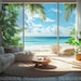 Virtual Background Beach View Living Room | Scenic Coastal Digital ...