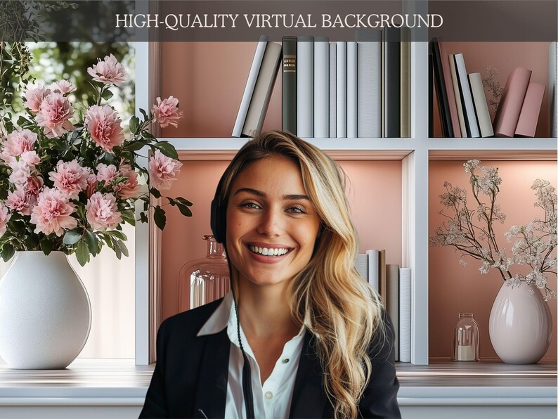 Chic Office Decor Virtual Office Background Zoom Home Office Virtual ...