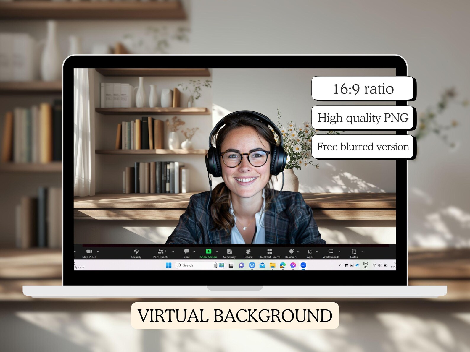 Spring Farmhouse Zoom Background for Virtual Meetings Boho Rustic Home ...