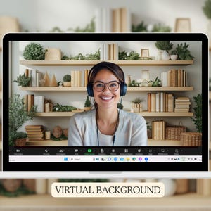 Virtual Background for Zoom and Teams Virtual Meetings | Minimalist Modern Home Office With ...