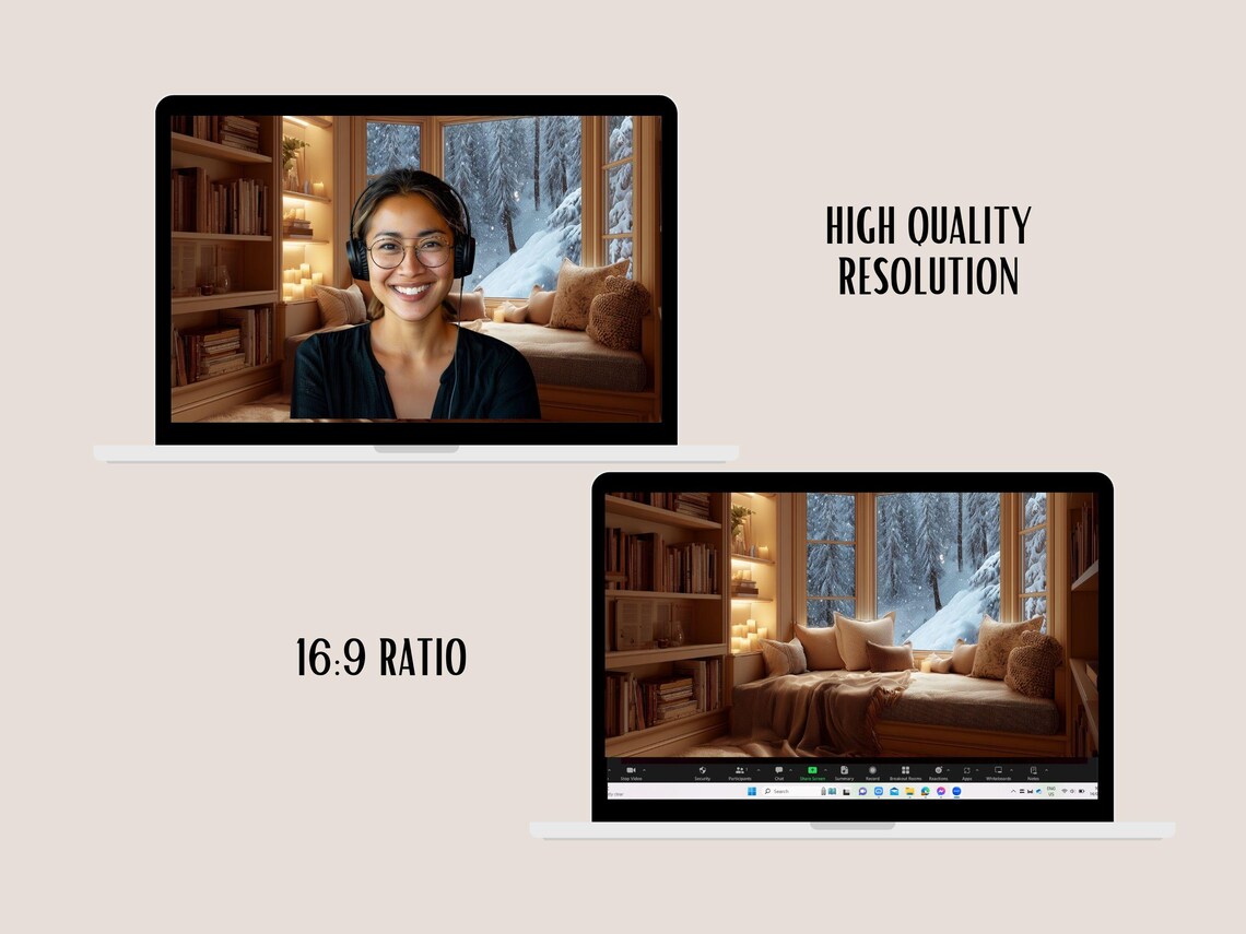 Winter Zoom Background Holiday Season Realistic Backdrop Remote Work ...