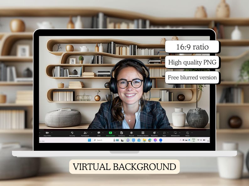 Virtual Background - Modern Shelving | Digital Backdrop for Zoom, Teams ...