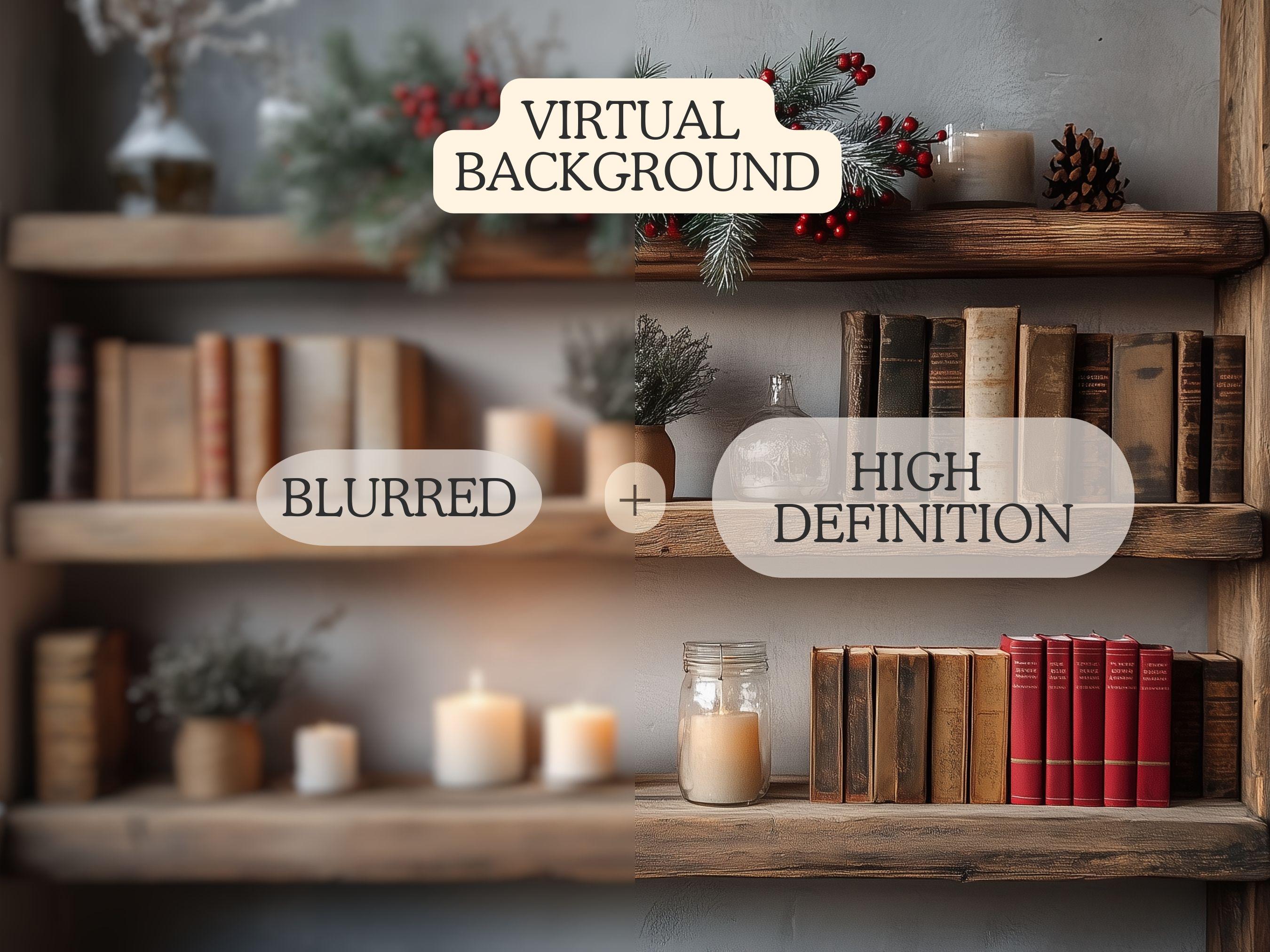 Winter Bookshelf Virtual Background Zoom Meetings, Christmas Themed ...