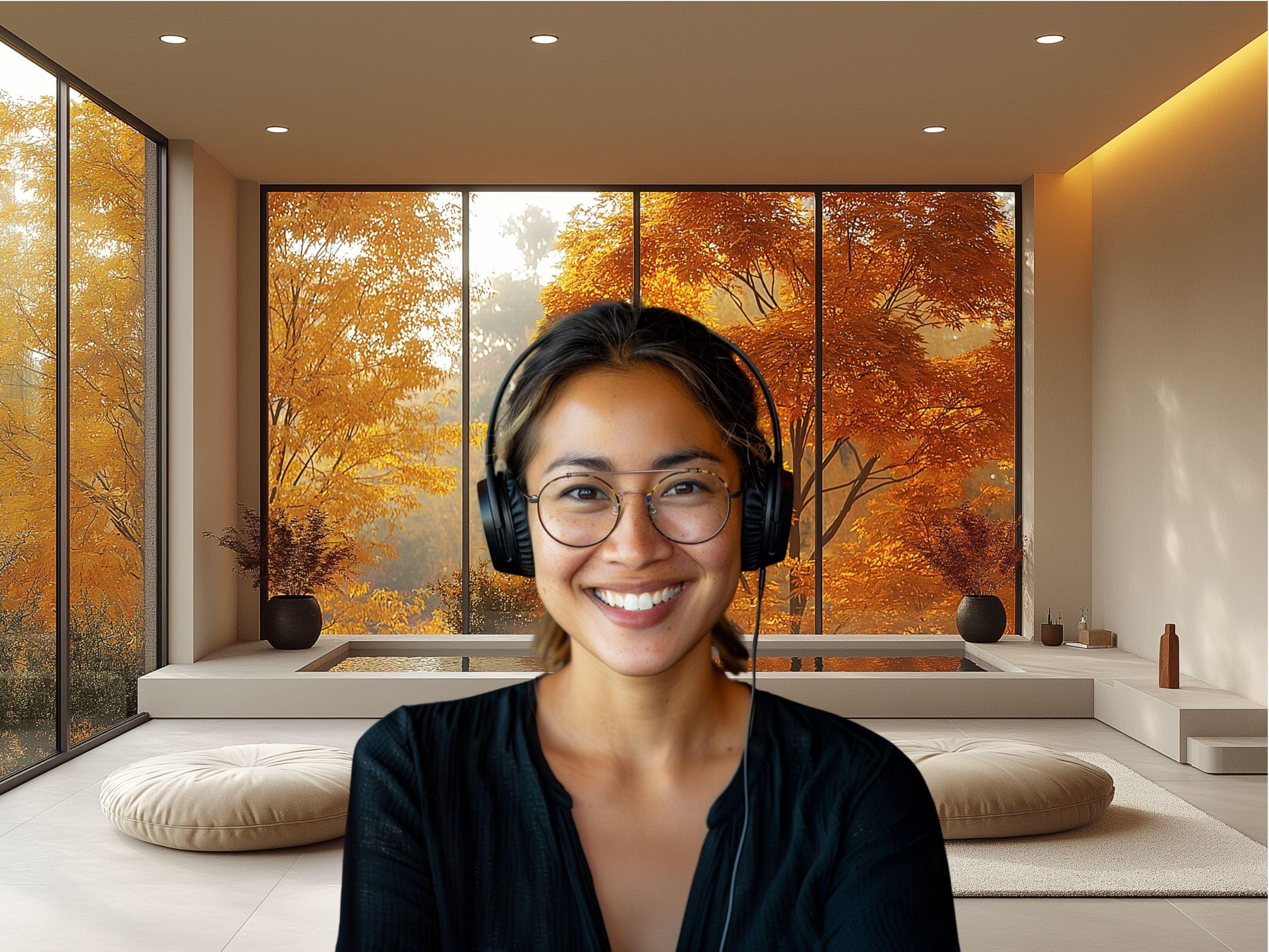 Fall Trees Window Virtual Background Autumn Scenic Backdrop for Zoom ...