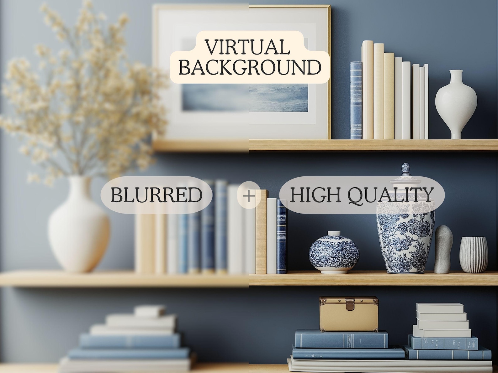 Cozy Bookshelf Zoom Backgrounds Virtual Background for Video Calls Home ...