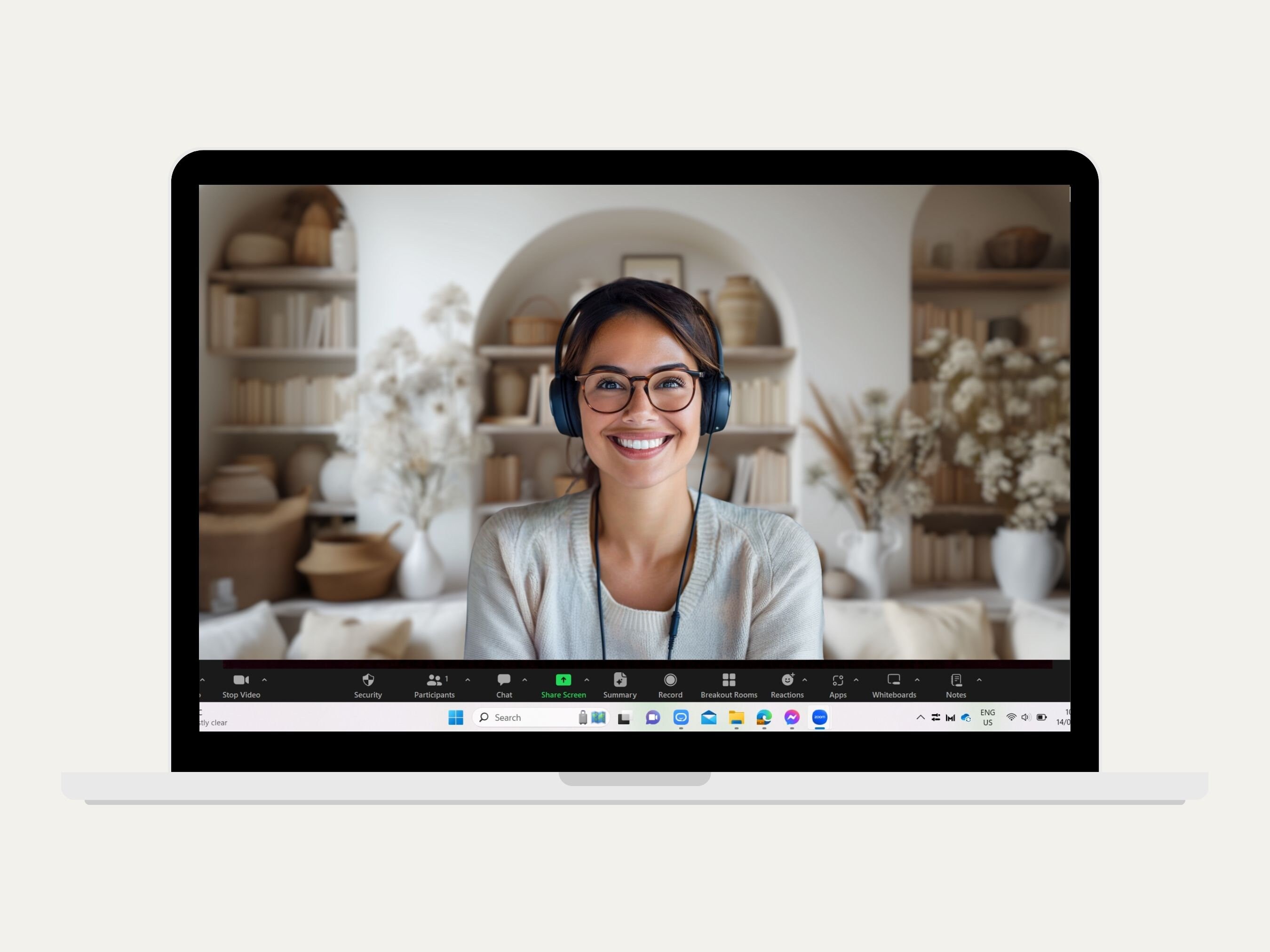Zoom Background Home Office Blurred, Virtual Backdrop for Video ...