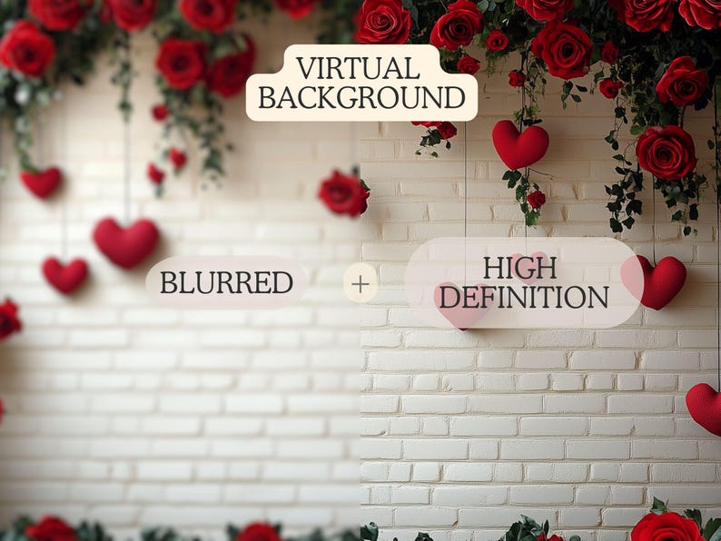 Virtual Valentine's Day Background - Red Roses Zoom, Skype, Teams, or ...