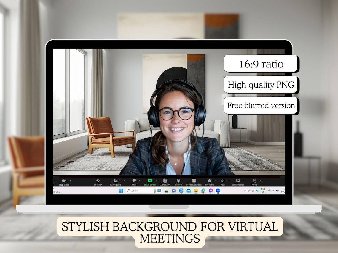 Zoom Background Corporate, Modern Home Office Backdrop, Virtual Meeting ...