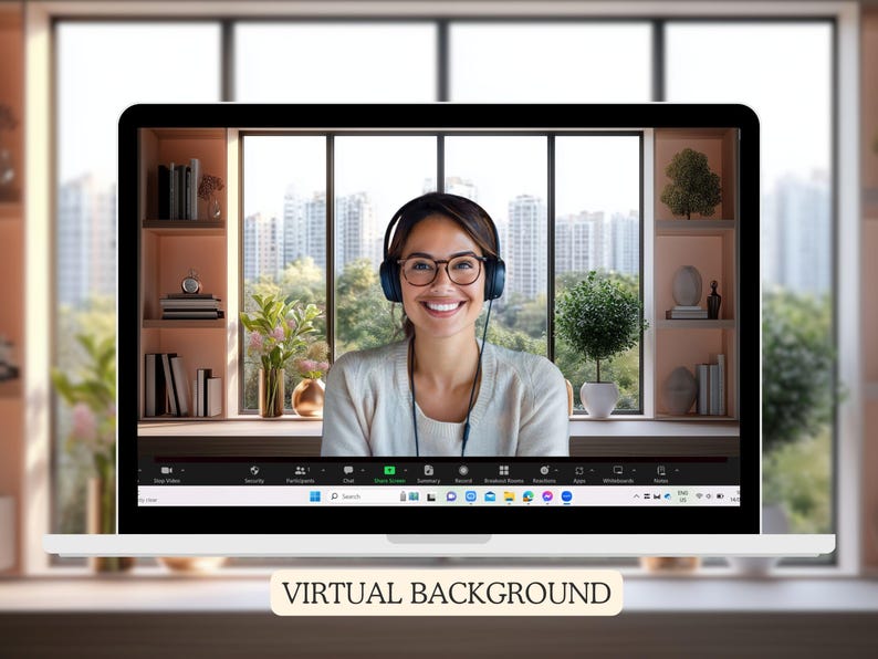Realistic Window View Virtual Background, Home Office Backdrop (digital ...