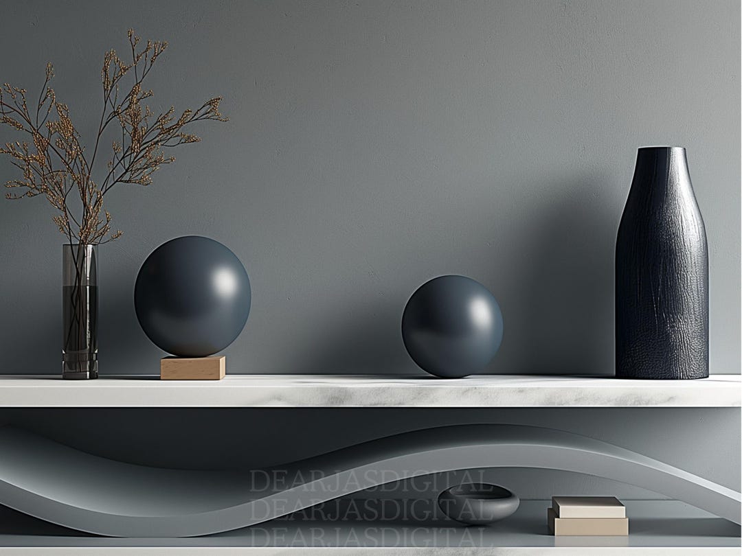 Minimalist Spheres Zoom Background, Modern Home Office (digital ...