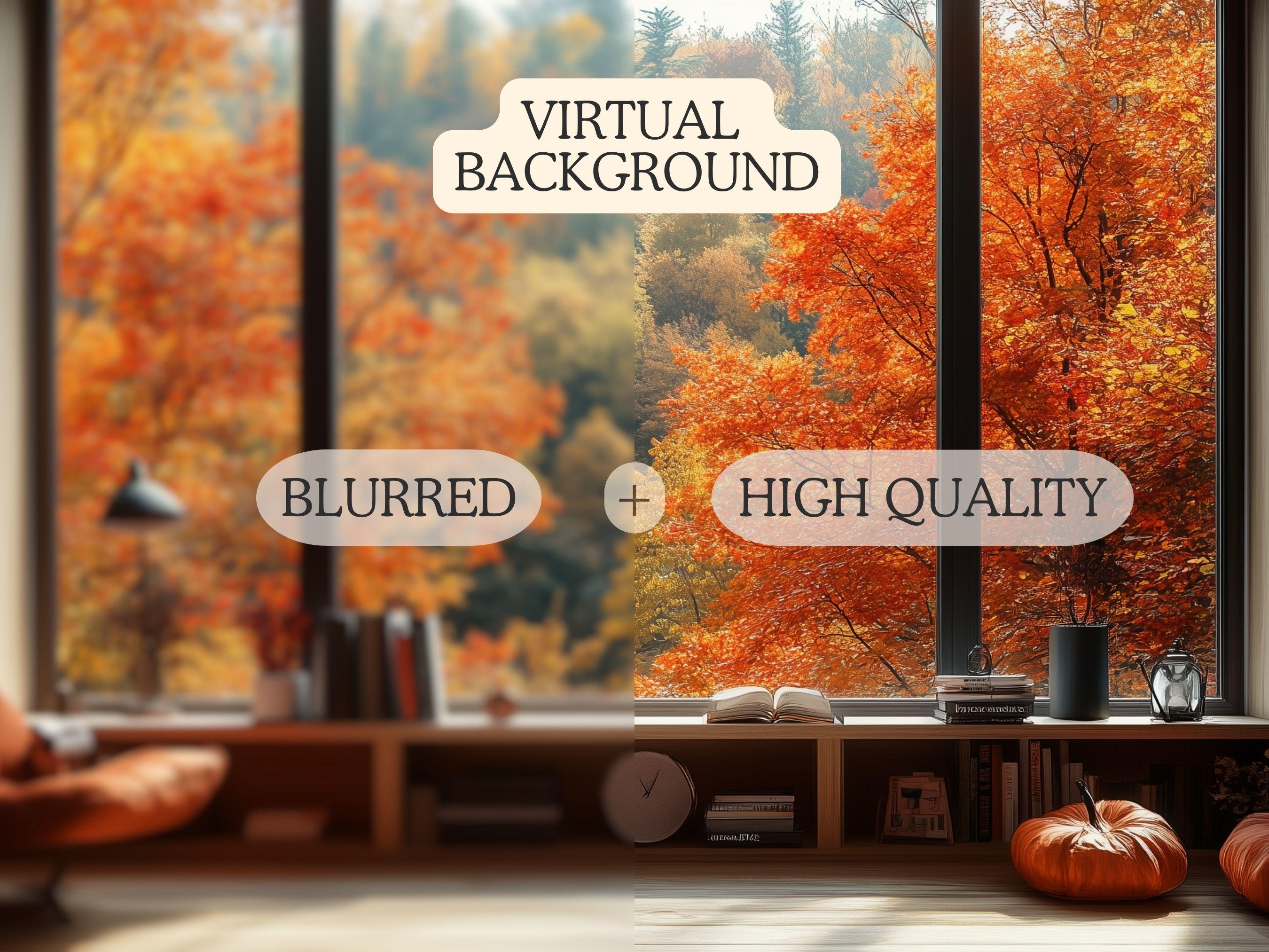 Fall Trees Window Virtual Background | Cozy Autumn Zoom Backdrop ...