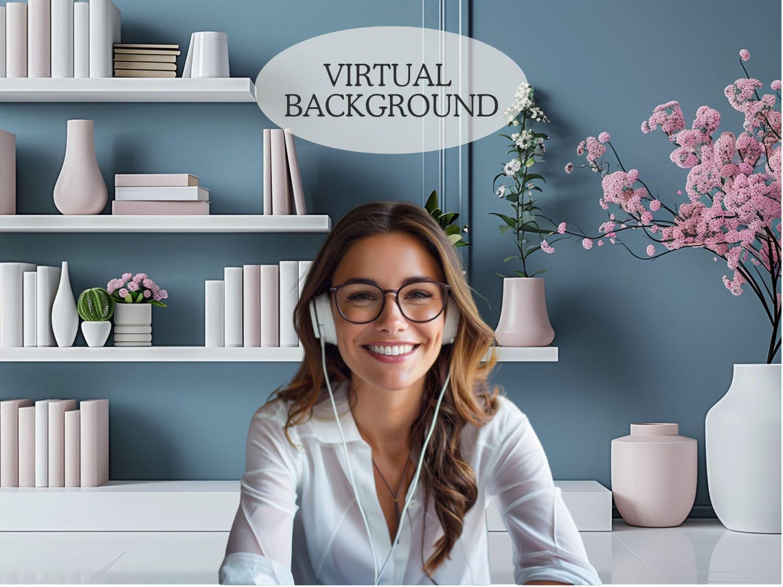 Background, Zoom Background Modern Home Office, Bookshelf Background ...