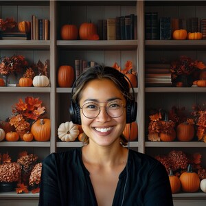 Autumn Bookshelf Virtual Background, Festive Fall Theme (PNG) - Etsy