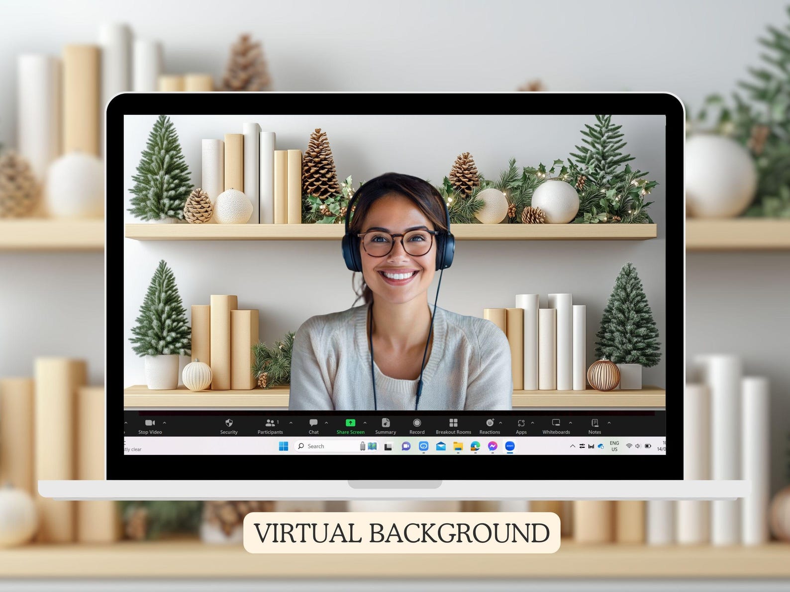 Christmas Digital Back Drop | Cozy Winter Zoom Background | Virtual ...