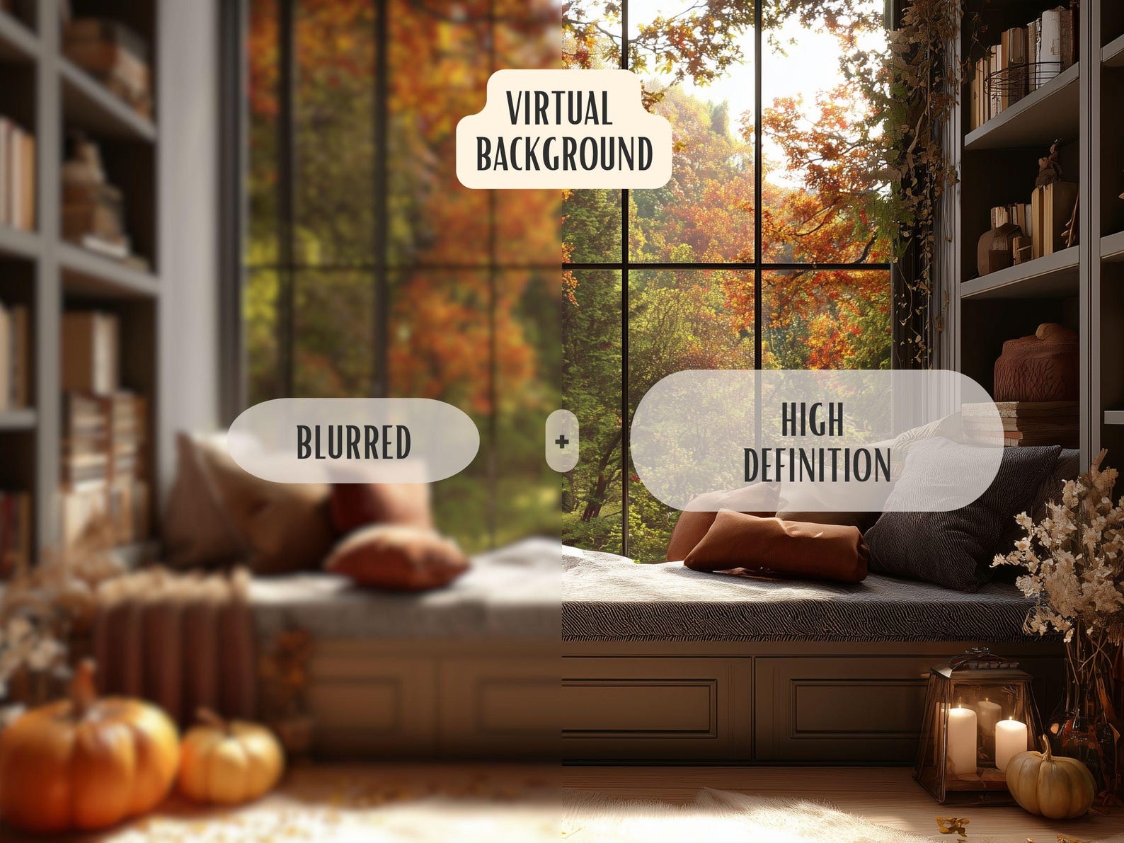 Autumn Apartment Virtual Background Zoom Meetings, Cozy Fall Home ...