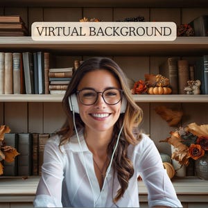 Autumn Bookshelf Virtual Background | Cozy Fall Theme (digital Download ...