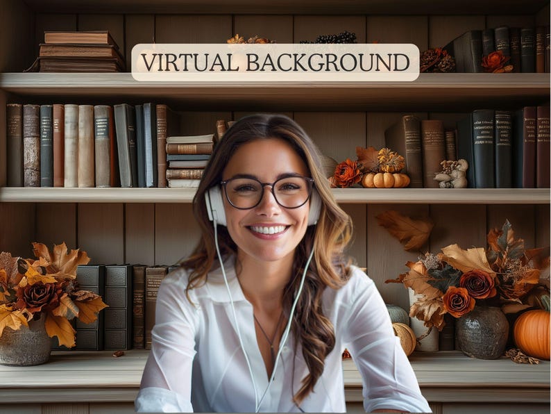 Autumn Bookshelf Virtual Background | Cozy Fall Theme (digital Download ...