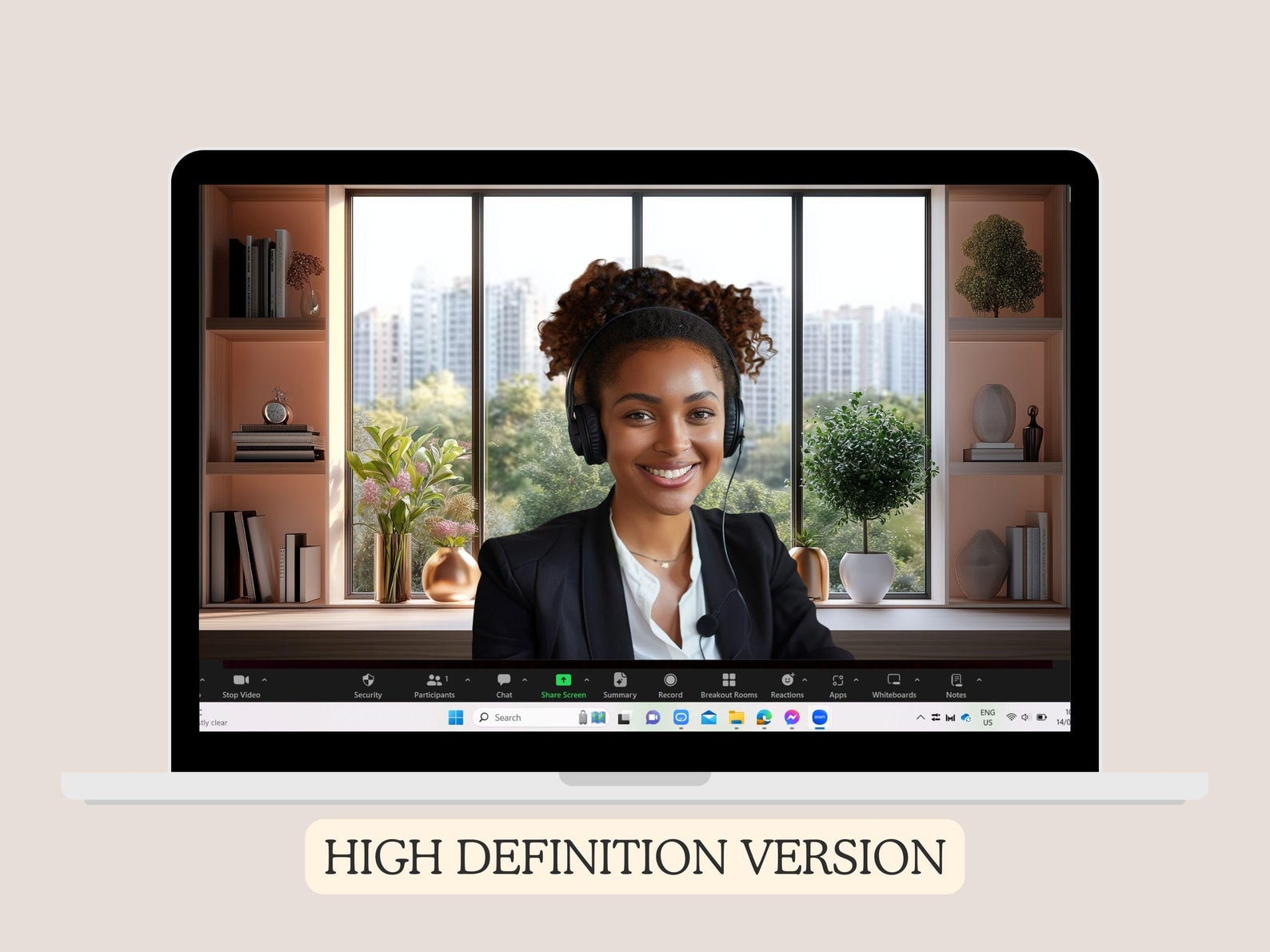 Realistic Window View Virtual Background, Home Office Backdrop (digital ...