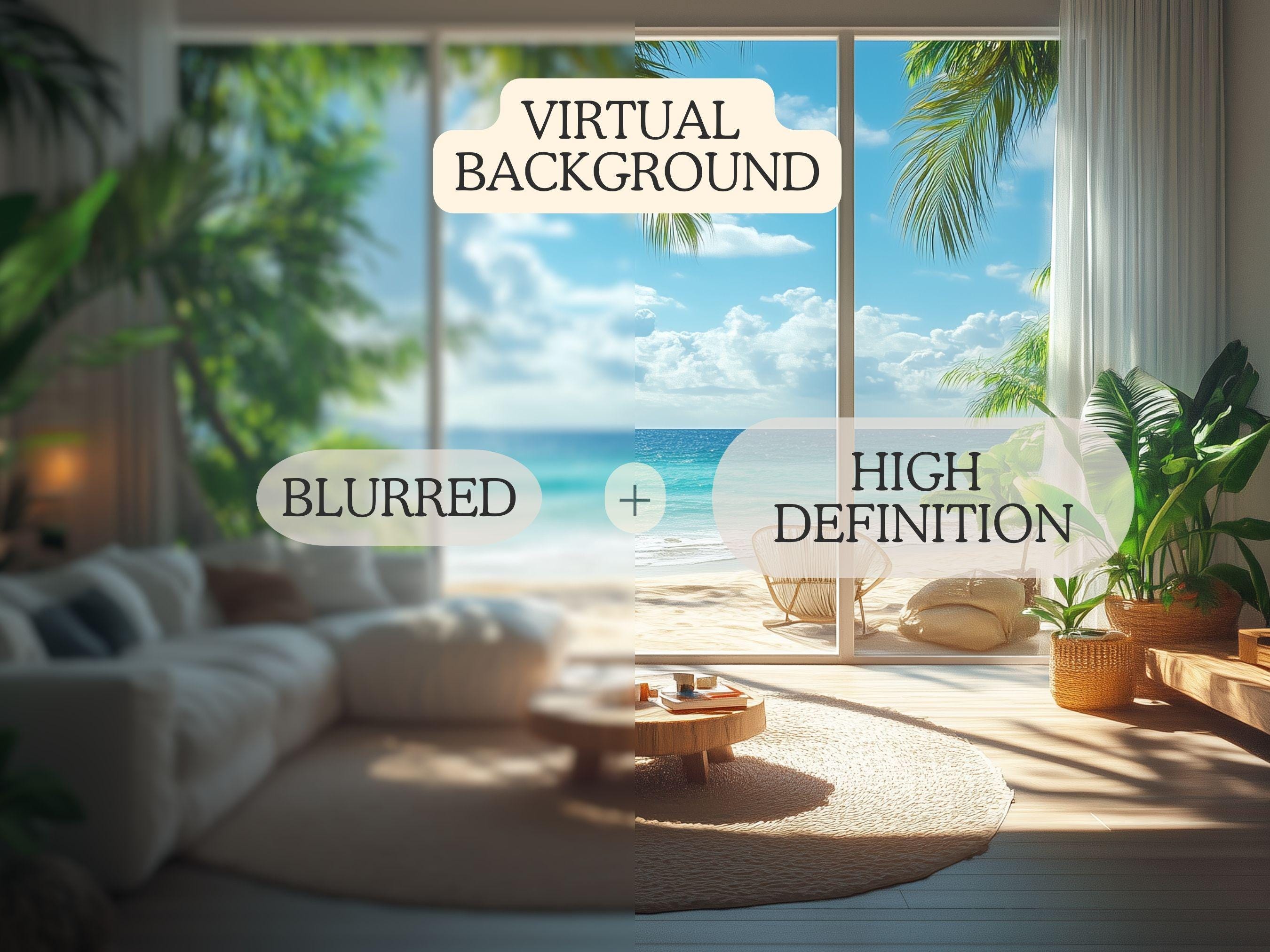 Virtual Background Beach View Living Room | Scenic Coastal Digital ...