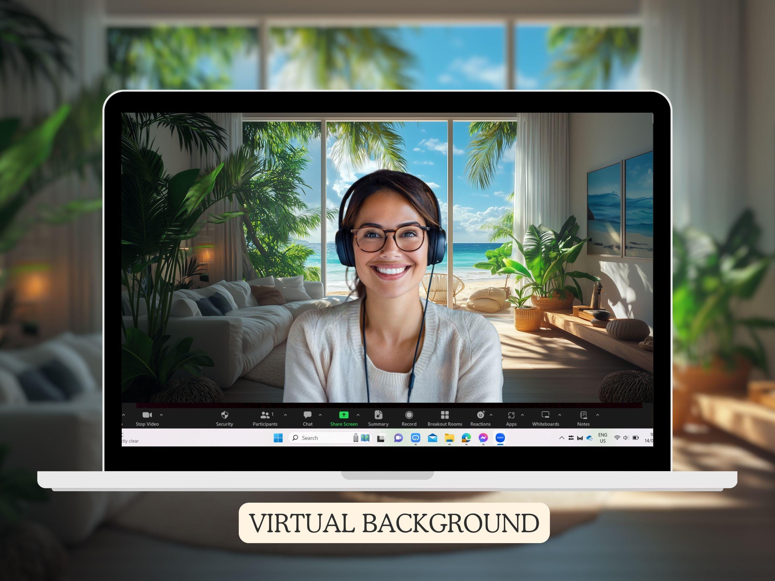 Virtual Background Beach View Living Room | Scenic Coastal Digital ...