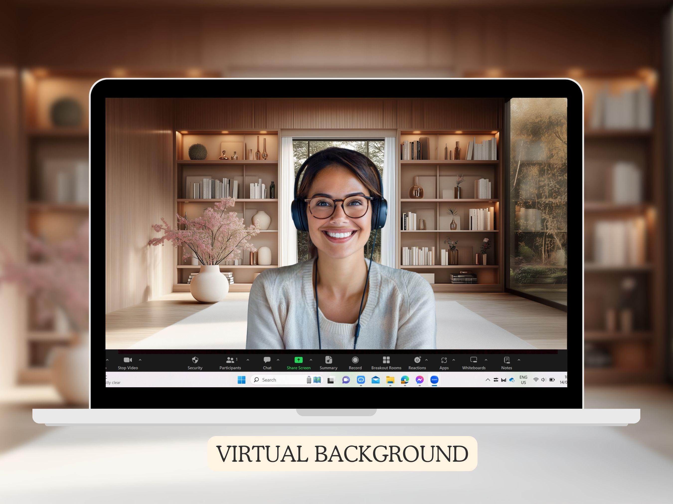 Zoom Background | Realistic Home Library Backdrop (digital Download) - Etsy
