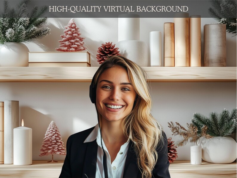 Christmas Zoom Backgrounds Holiday Season Backdrop Realistic Home Teams Background Winter Modern ...