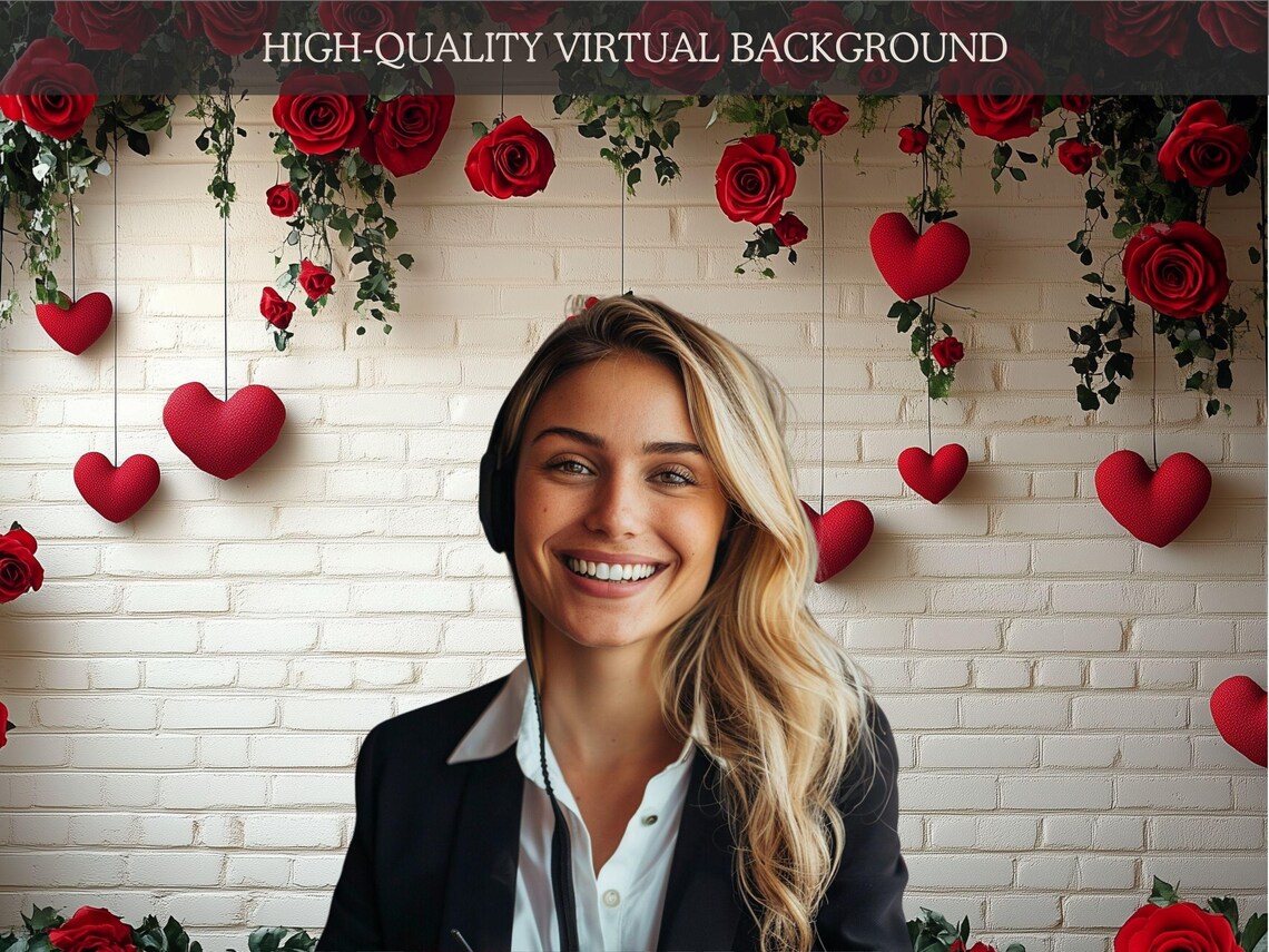Virtual Valentine's Day Background - Red Roses Zoom, Skype, Teams, or ...