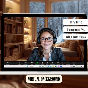 Winter Zoom Background Holiday Season Realistic Backdrop Remote Work ...