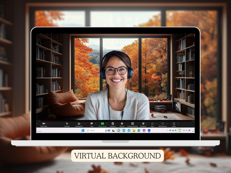 Zoom Backgrounds for Online Meetings | Virtual Office Autumn Trees ...