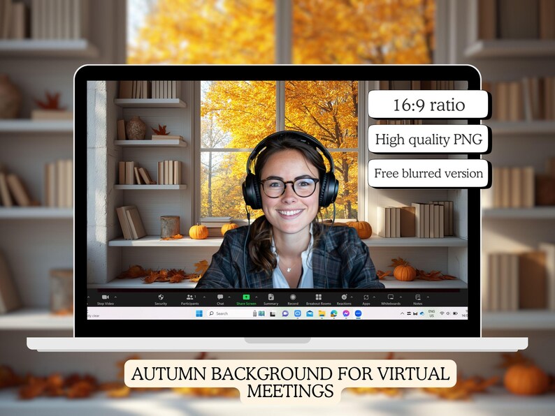Autumn Bookshelf Virtual Background | Cozy Fall Zoom Backdrop (PNG) - Etsy