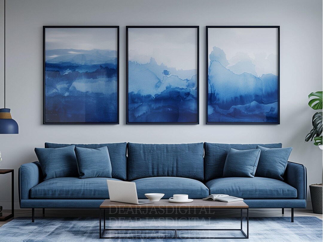 Modern Blue Zoom Background for Home Office - Virtual Meeting Backdrop ...