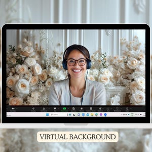 White Floral Virtual Background | Elegant Zoom, Teams, Webex ...