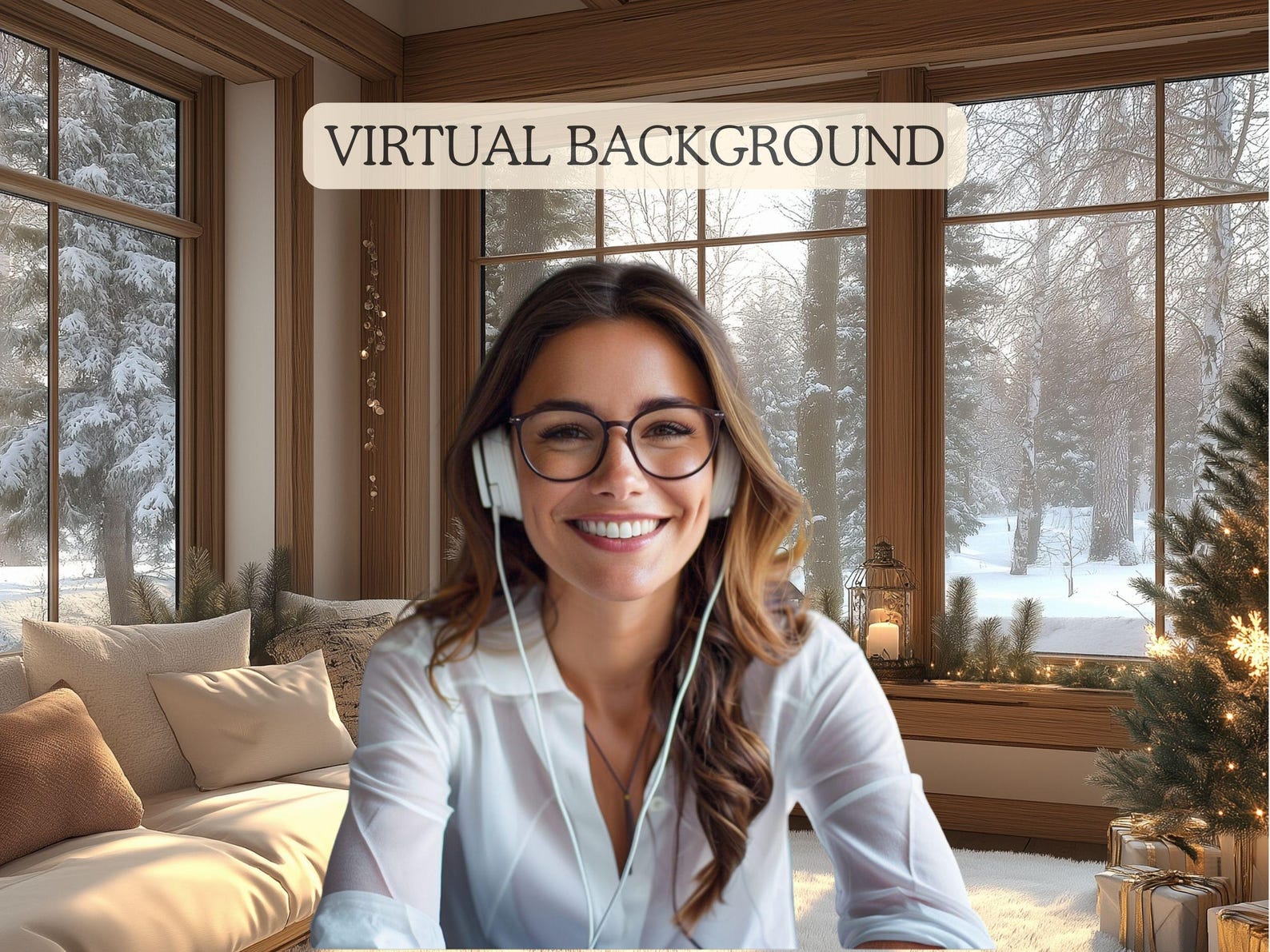 Christmas Zoom Backgrounds | Holiday Season Backdrop | Realistic Home ...