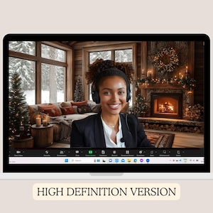 Christmas Zoom Backgrounds | Rustic Winter Cabin | Realistic Home | Teams Background | Winter ...