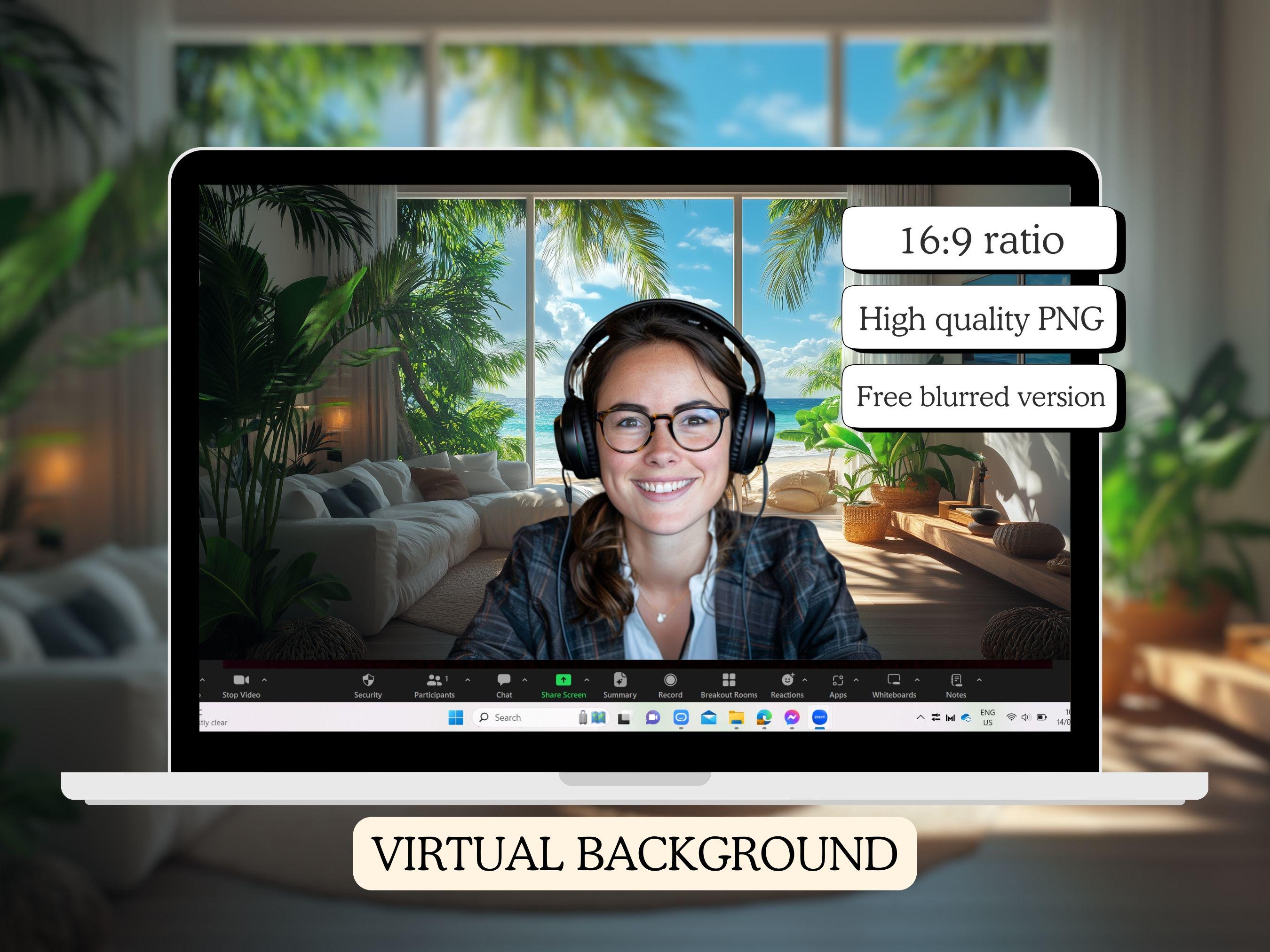 Virtual Background Beach View Living Room | Scenic Coastal Digital ...